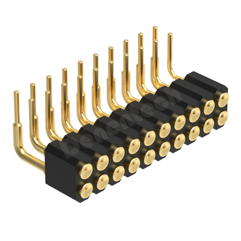 Denentech 2.00mm Pitch Factory Direct Sale H4.0 Dual Row Female Right Angle DIP Concave Pogo Pin ...